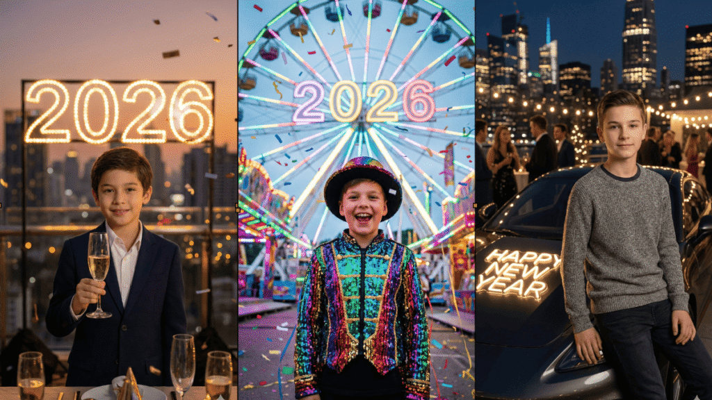 Happy New Year 2026 Prompt for Gemini Boy - Gemini AI Photo Prompt