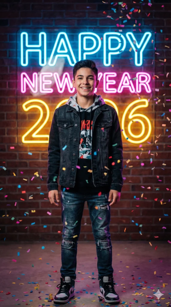 Happy New Year 2026 Prompt for Gemini Boy - Gemini AI Photo Prompt